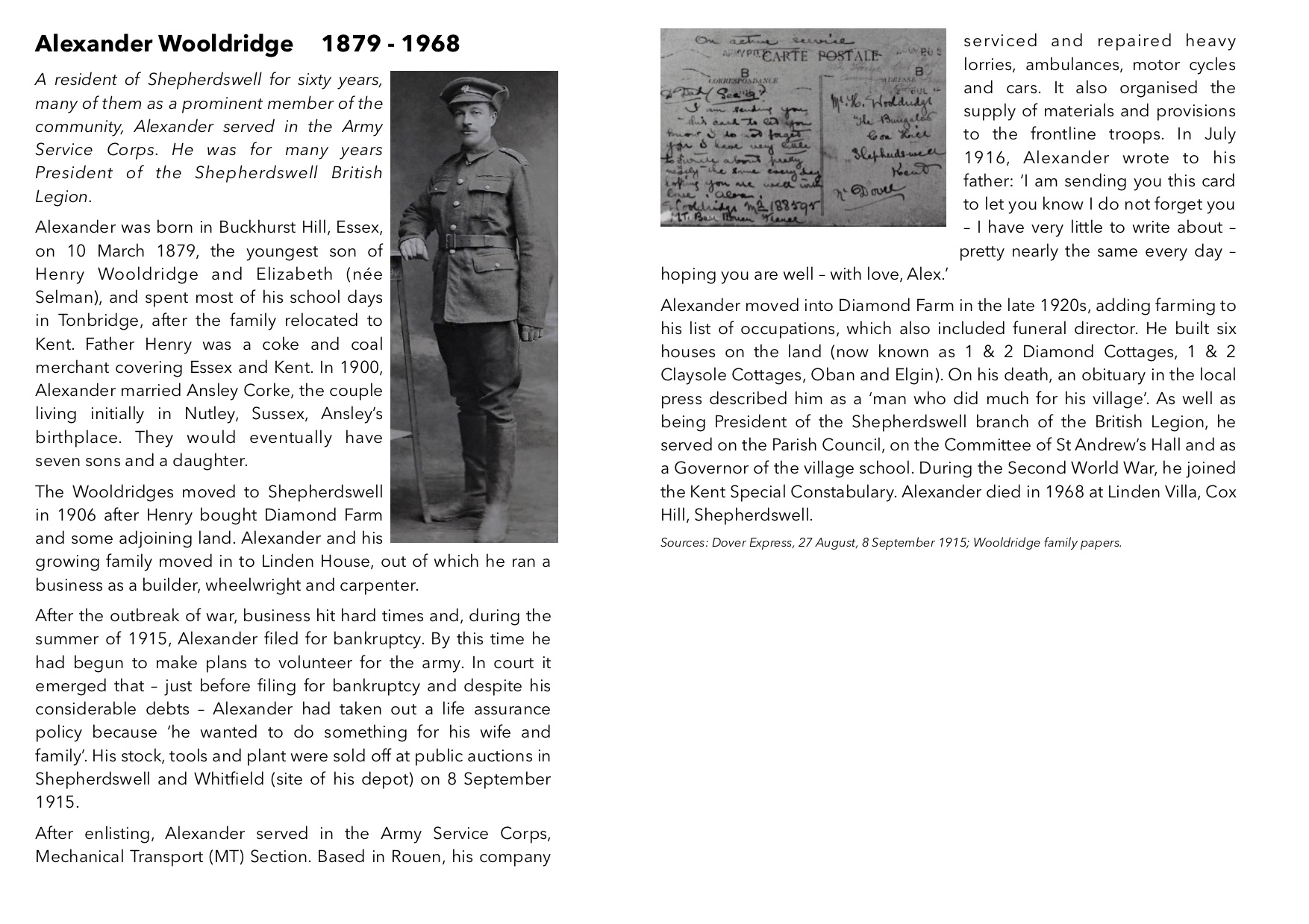 Shepherdswell & The Great War – Shepherdswell & Coldred History Society